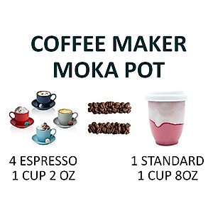 Moka Pot Coffee - Moka pots, Greca Coffee Maker, Cafetera Cubana, Stove Top Coffee Maker, Espresso Maker Stove Top, Mocha pots, Grecas de cafe, Mocha pot, Coffee Make (1 Std Cup)
