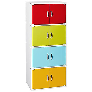 Hodedah Bookcase, 4 Shelf, Rainbow