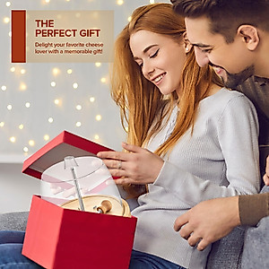 Modern Innovations Cheese Curler, Tete de Moine Cheese Curler, Cheese Shaver for Hard Cheese and Chocolate, Girolle Cheese Shaver, Wood Cheese Curler with Stainless Steel Knife and Acrylic Lid