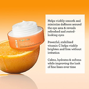 Bliss Vitamin C Eye Cream – Brightening & Hydrating Anti-Aging Treatment with 3-O-Ethyl Ascorbic Acid, Tri-Peptide & Licorice Root – Reduces Fine Lines, Boosts Collagen & Firms, 0.5 fl oz
