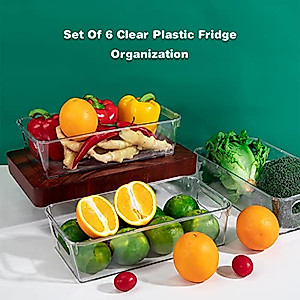 Refrigerator Organizer Storage Bins, Fridge Organizer Storage Bins Pantry Storage and Cabinet Organizers for Bath Kitchen (6)