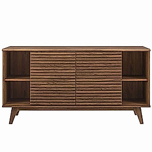 Modway Render 63" Mid-Century Modern Sideboard Buffet Table or TV Stand in Walnut