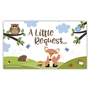 50 Count - Books for Baby Request Cards - Woodland Animals Baby Shower