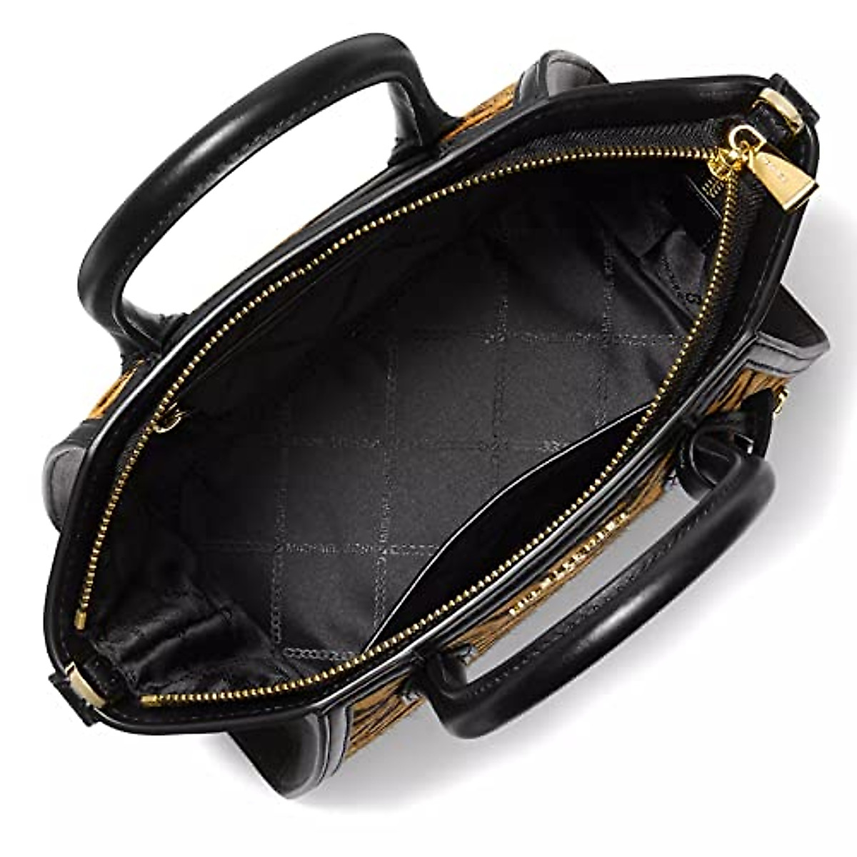 Michael Kors Avril Tiger Print Calf Hair Top Zip Small Satchel, Marigold