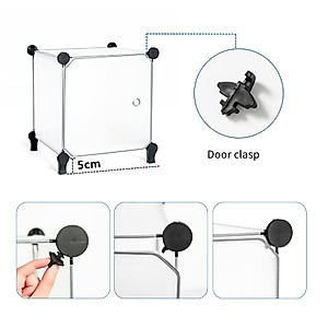 AWTATOS Storage Cube Organizer with Doors, Stackable Closet Shelf for Bedroom, Clothes Shelving Rack, DIY Square 6 Cubes Bookcase, Plastic Space Saver for Home, Living Room, Office, Translucent White
