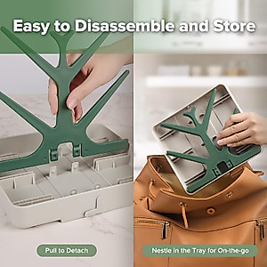 haakaa Baby Bottle Drying Rack with Drying Mat, Foldable & Space Saving Bottle Dryer Tree for Bottles, Teats, Pump Parts, Ladybug, Accessories, Cups, Great for Home & Travel - Bluestone