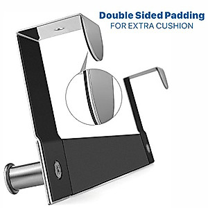 Flexzion Over The Door Hooks Organizer Stainless Steel - Removable Door Hanger Holder Rack with 6 Hooks for Bathroom Bedroom Kitchen Home Cubicle Cabinet Closet Clothes Coat Hat Belt Bag and Towel