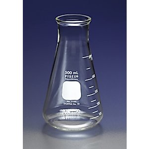 Corning 5100-2L Pyrex Wide Mouth Erlenmeyer Flask with Heavy Duty Rim, Graduated, 2000mL Capacity