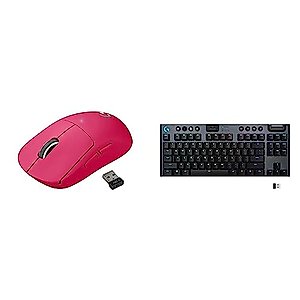Logitech G Pro X Superlight Wireless Gaming Mouse - Magenta + G915 TKL Gaming Keyboard Bundle - Tactile