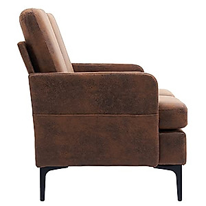 TehRecBT Loveseat Sofa,Upholstered Two-Person Small Couch with Metal Legs,Modern Mid Century Living Room Lounge Chair Two-Seat Sofa for Small Spaces for Living Room, Bedroom (Loveseat,Brown)