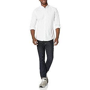Amazon Essentials Men's Slim-Fit Long-Sleeve Oxford Shirt, White, XX-Large