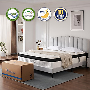 Suiforlun California King Mattress, 14 Inch Hybrid Mattress, Cool Gel Memory Foam and Heavier Coil Pocket Spring Mattress in a Box for Back Support & Pain Relief, Medium-Plush, 120 Nights Trial