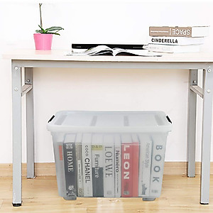 Dehouse 70 L Large Clear Storage Boxes, 4-Pack Plastic Storage Box with Lids and Wheels