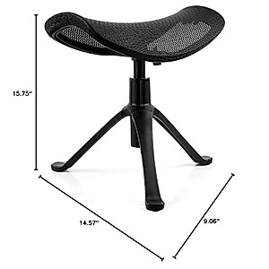 Lilithye Footrest for Desk Adjustable Height 2-in-1 Function Rotatable Ergonomic Under Desk Footrest Ottoman Stool Rolling Leg Rest for Home Office (Black)