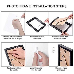 Sherbo 5x7 Wooden Picture Frames Set of 2 Display Pictures With Mat And Acrylic Sheet Clear Cast Plexiglass for wall decor table and Wall Mounting Photo Frames,Black (2, 5x7)