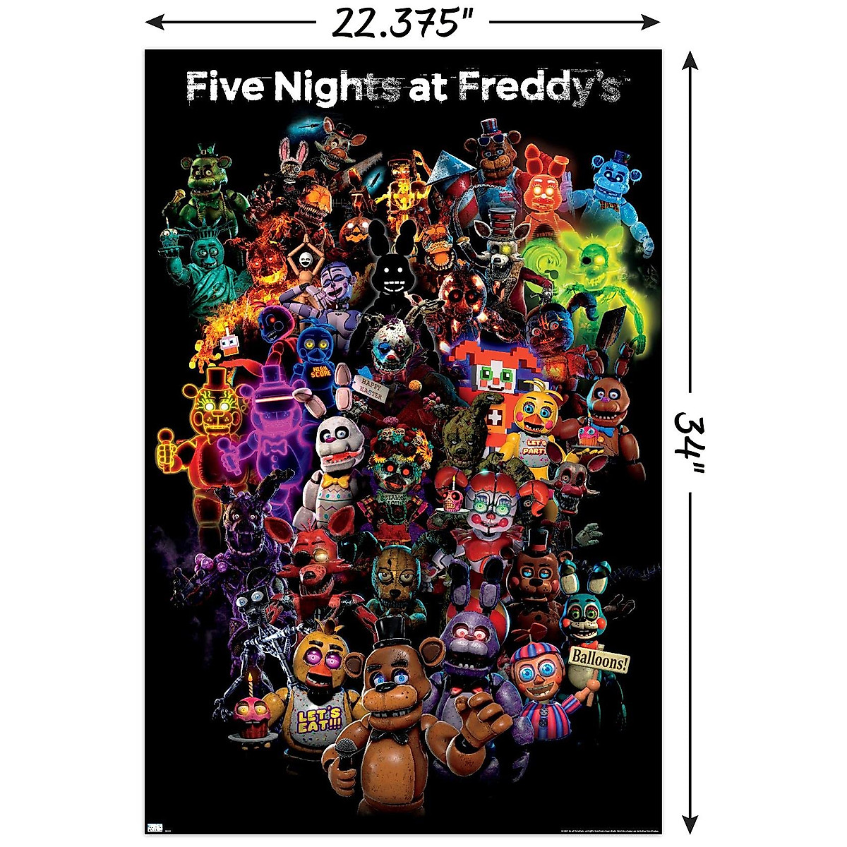 Trends International Five Nights at Freddy's: Special Delivery-Collage Wall Poster, 22.375" x 34", Unframed Version, Bathroom