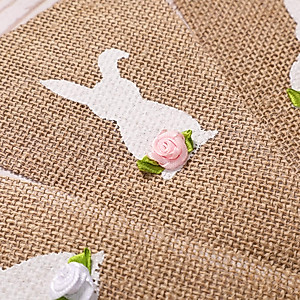 Easter Banner Burlap Garland Banners, Burlap Bunny Garland for Easter Decorations Fireplace Home Office School Outdoor Party Supply