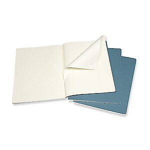 Moleskine Cahier Journal, Soft Cover, XL (7.5" x 9.5") Plain/Blank, Brisk Blue, 120 Pages (Set of 3)
