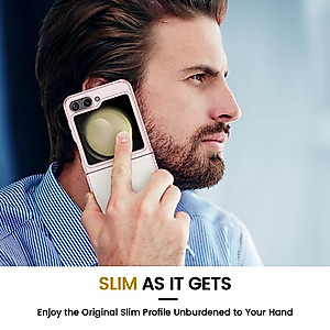 VEGO for Z Flip 5 Case, Ultra Slim Clear Case with Screen Protector, TPU Anti-Drop, Wear-Resistant, Spray Paint Bumper Cover Case for Samsung Flip 5 5G - Pink