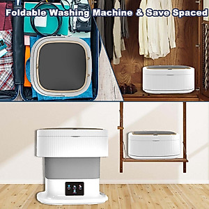 Mini Washing Machine, Portable Washing Machine, Foldable Washer and Dryer, Small Collapsible Laundry for Travel, Sutiable for Apartment, Dorm, Camping, RV, Underwears, Socks, Baby Clothes, Grey