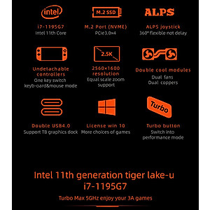 QZUKOY OneXPlayer 8.4 Inches Handheld Game 11th Core I7-1195G7 Video Game Console Windows 10 Laptop 2560x1600 Mini Pocket Ultrabook UMPC Tablet PC 16GB RAM (Core i7-1195G7 16GB/1TB)