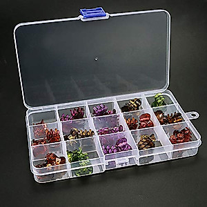 WYKOO 5 Pack 15 Grids Transparent Plastic Bead Organizers, Clear Plastic Jewelry Organizer Box with Movable Dividers, Earring Storage Containers Small Craft Storage Box