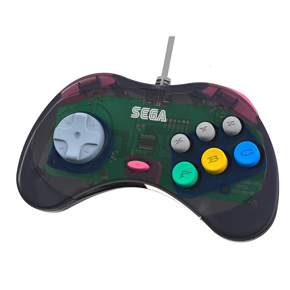Retro-Bit Official Sega Saturn USB Controller Pad (Model 2) for Sega Genesis Mini, PS3, PC, Mac, Steam, Switch - USB Port (Slate Gray)