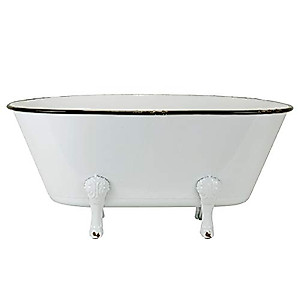 Foreside Home & Garden White Black Distressed Rim Enamel Decorative Bathtub