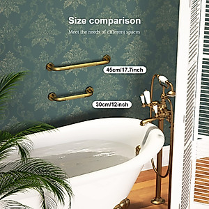 2 Pack 20 Inch Anti Slip Bronze Shower Grab Bar Polished Gold,ZUEXT Antique Brass Bathroom Grab Bar, Knurled Balance Bar,Safety Hand Rail Support Handicap Elderly Injury Senior Assist Bath Handle
