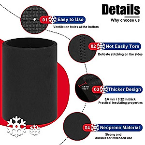 Desing Wish Bottom-Sealed 12oz Standard Can Cooler Sleeve Anti-Slip Neoprene Blank Drinks Insulator Sleeves for 12 16 oz Beverage Cans/Bottles (4 Pack Black)