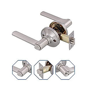 GITRANG (3 Pack) Door Levers Interior Keyed Alike Entry Front/Bedroom Door Handles for Left and Right Opened Door with Lock and Keys Set in Satin Nickel
