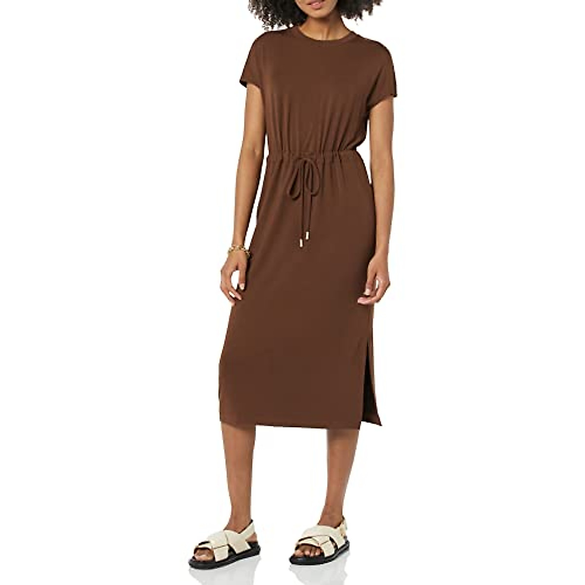 Amazon Aware Women's Modal Dropped Shoulder Midi Dress (Available in Plus Size), Deep Brown, 3X