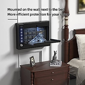 XDeer Wall Gun Safe, Biometric Gun Safes for Pistols, Quick-Access Handgun Safe with Fingerprint & Digital Key Pad, Pistol Safe for Home, Up to 1 Full-size pistol