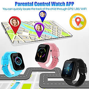4G Watch Phone for Children, Kids Smart Watch, 2-Way Calls, GPS Location, IP67 Waterproof, Messages, School Mode, SOS, Video Calls, Camera, Remote Control, Torch, Pedometer Smartwatch (Concise Blue)