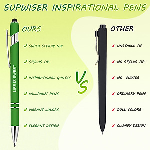 SUPWISER 30 Pieces Inspirational Pens, Motivational Quotes Ballpoint Pen Christian Funny Screen Touch Stylus Pens Inspirational Gifts for Women Colleagues Co-Workers, Black Ink