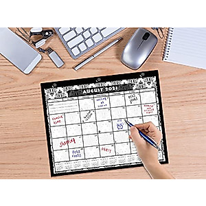 2023-2024 Academic Year 12 Months Student Calendar/Planner in Protective Sleeve for 3-Ring Binder, Desk or Wall -v009 (Damask Black and White)
