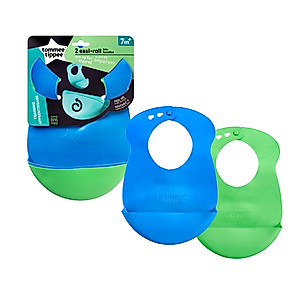 Tommee Tippee Explora Easi Roll Bib, Blue and Green, 2 Count