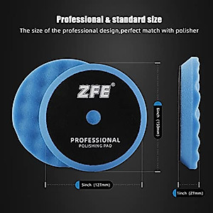 Buffing Polishing Pads, ZFE 6Pcs 5"(125mm) Waffle Foam Buffing Pads Polishing Pads Wool Pad Kit for 5Inch Backing Plate RO/DA/GA Car Polisher Boat Compounding, Polishing and Waxing