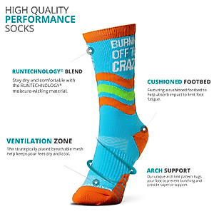 Gone For a Run Inspirational Athletic Running Socks | Mid-Calf | Burn Off The Crazy | Light Blue