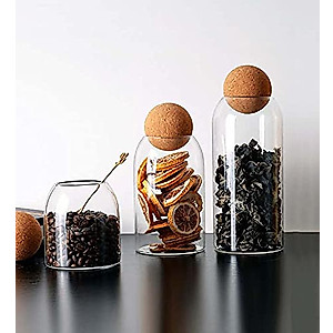 ZCSMTZ 3 Piece Set Glass Storage Jar, Sealed Storage Tank With Spherical Oak Plug,High Borosilicate Glass,Used In Kitchen Storage Room,Used For Flour,Sugar,Coffee,Biscuits,Candy,Glass Storage Jars