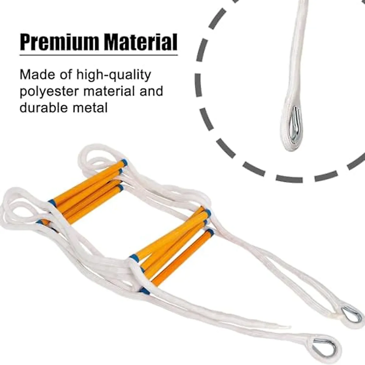 Rope Ladder, Emergency Fire Escape Ladder Flame Resistant Safety Rope Ladder with Hooks,Fast to Deploy Sturdy and Strong Portable and Reusable(16F/5M)