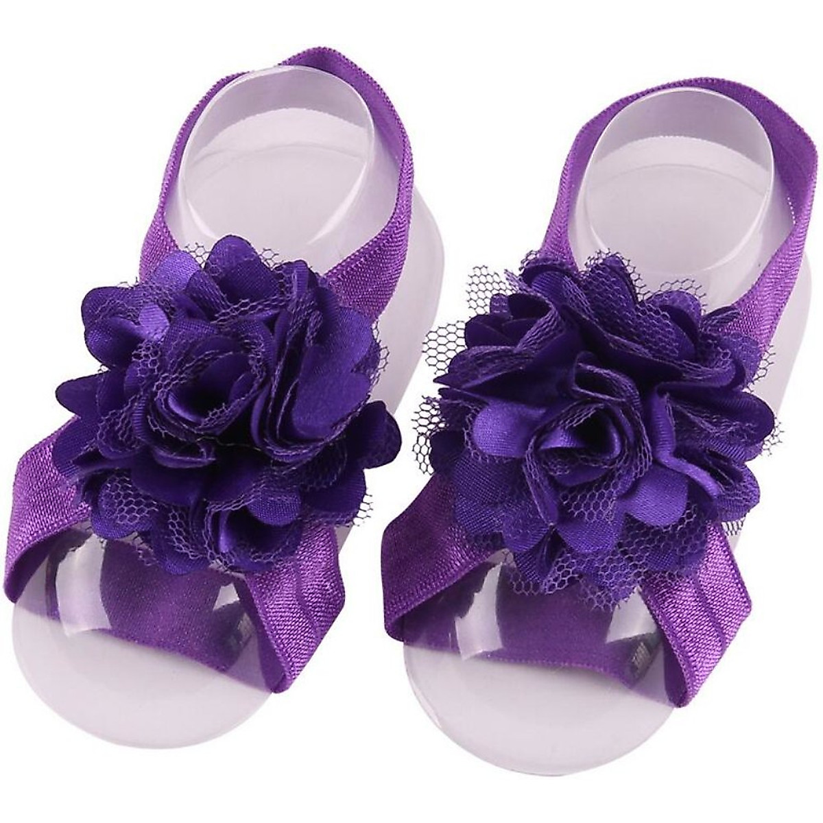 Toptim Baby Girl's Barefoot Sandals Flower for Newborn Toddlers (0-3T) (Mixed 12 Colors)