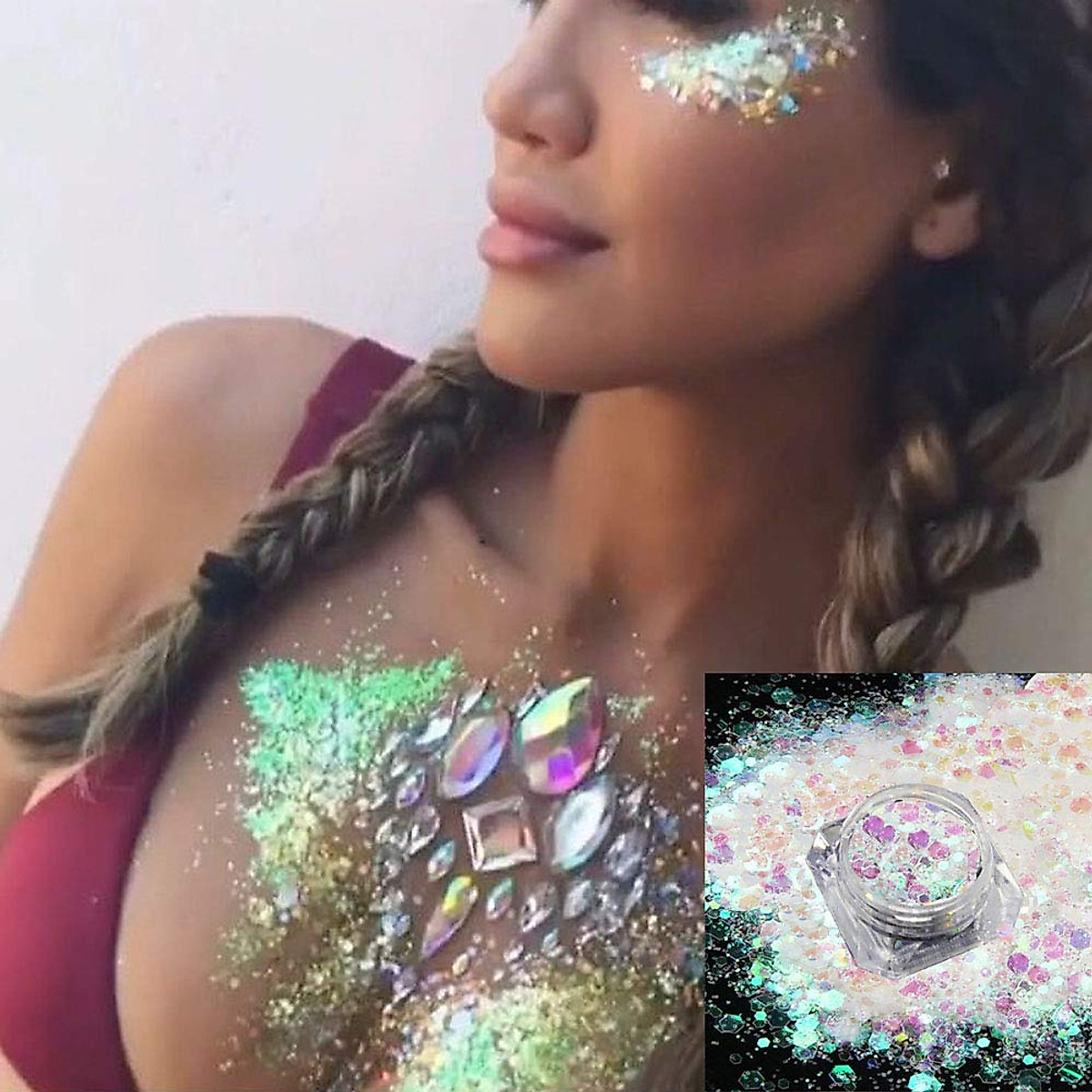 1 Set Temporary Tattoos Stickers Face body Jewels face Gems breast jewels sticker for women