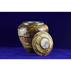MHK Royal White Blue Lichtenberg Figure Urn for Human Ashes Wooden Urn Box with Lid Pet urn Cremation urn Burial Urn Box Adult Funeral Urn Resin Urn Ashes Keepsake Urn for Ashes
