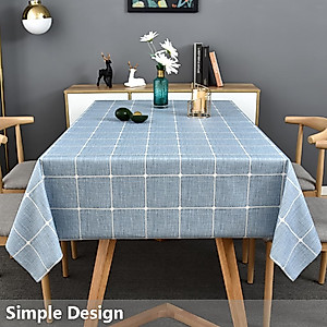 TruDelve Plastic Table Cloth Square Table Gray Vinyl Tablecloth Waterproof Wipeable Oilcloth Tablecloths for Dining Table Cover(54"x54",Checkered-Grey)