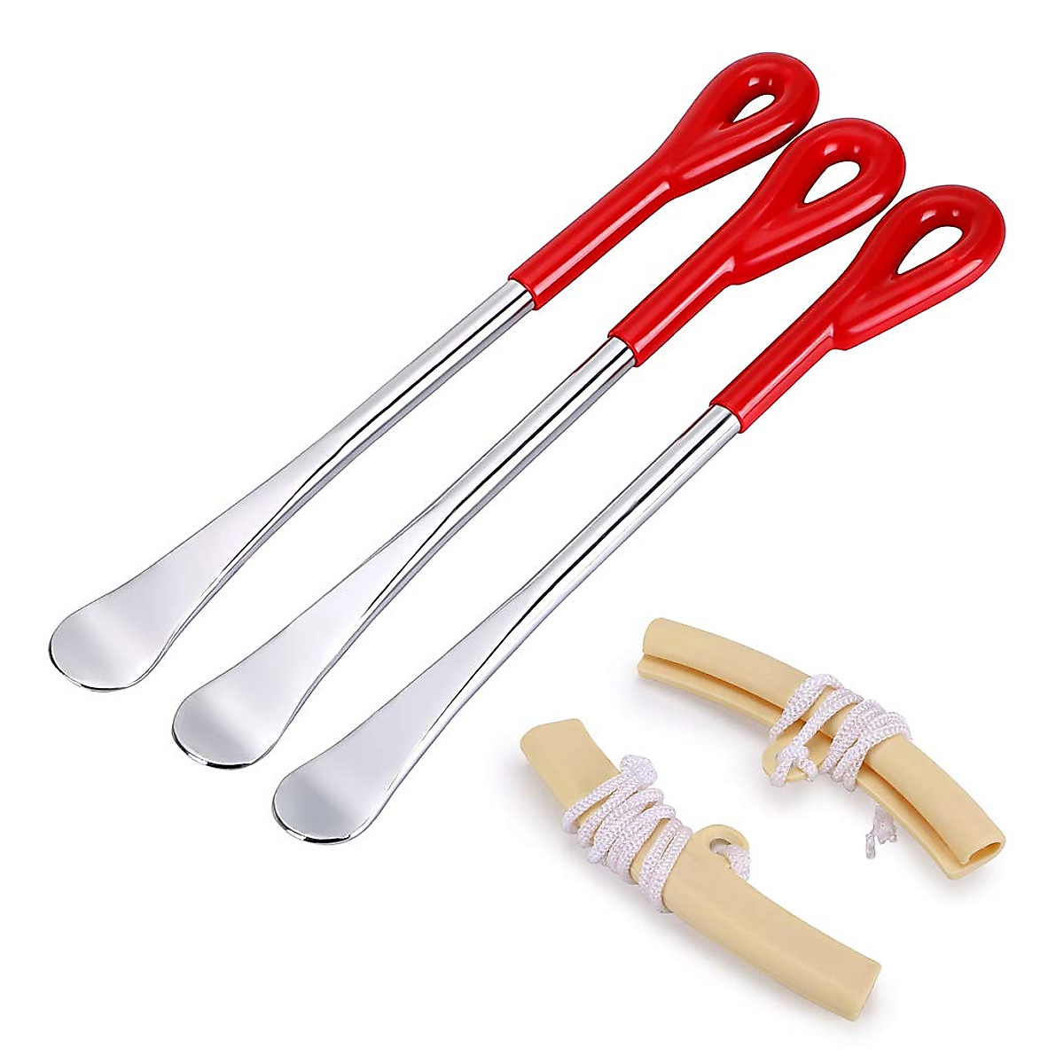 Sumnacon Tire Levers Spoon Set, Durable Heavy Duty Motorcycle Bike Car Tire Irons Tool Kit with Hanging Hole,3 Pcs Tire Changing Spoon + 2 Pcs Rim Protector，Red