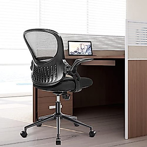 ZUNMOS Home Office Ergonomic Mesh Computer Desk High Back Swivel Task Executive Chair with Soft Armrests Padded Lumbar Support and Adjustable Rotatable Headrest, Black
