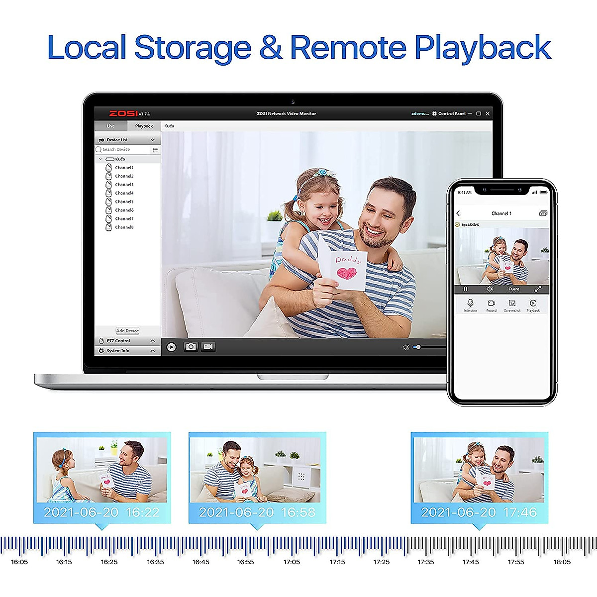 ZOSI H.265+ 16CH Full 1080P Video Security DVR Recorder with 2TB Hard Drive, Hybrid 4-in-1 Surveillance CCTV DVR for 960H/CVI/TVI/AHD Home Security Cameras system (Renewed)