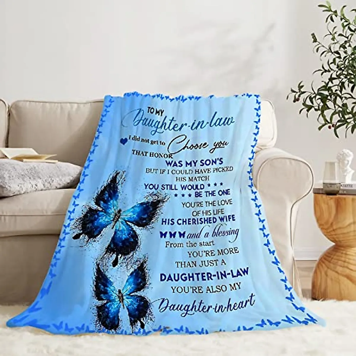 to My Daughter in Law Throw Blanket, Super Soft Fluffy Flannel Fleece Blanket Gifts for Daughter in Law Fit for Sofa Chair Bed Office Couch Travelling Camping Picnic Gift All Season 80"x60" for Adult