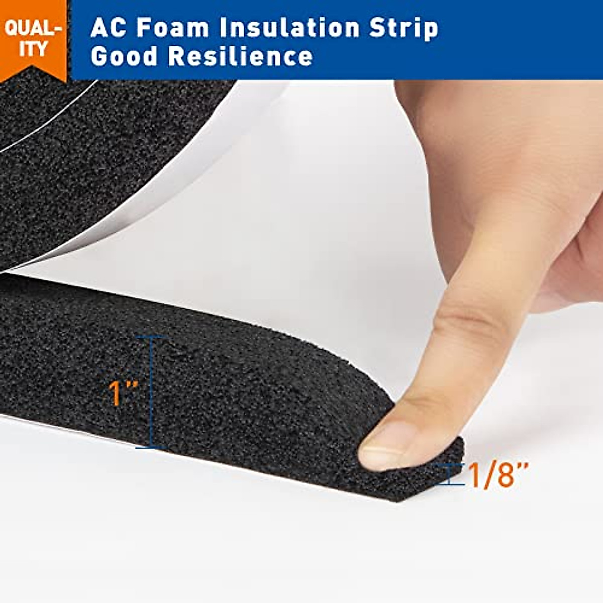 MAGZO Adhesive Foam Weather Stripping 1 Inch W X 1 Inch T, Thick Window Air Conditioner Sealer Open Cell High Resilience, Total Length 13 Feet (6.5ft x 2 Rolls)